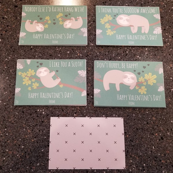 PRINTABLE Cute Sloth Valentine Cards - Set of 4 | Instant Download ...