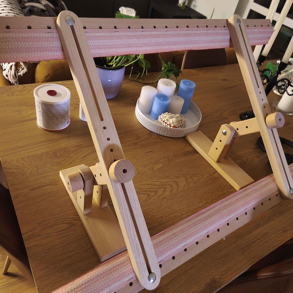 Tambour Embroidery Frame With Stand, Wooden Cross Stitch Hoop on Holder ...