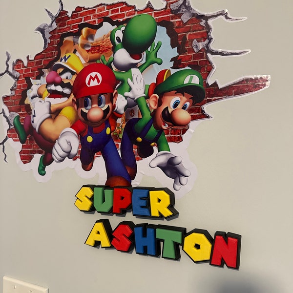Custom Mario Style Name Sign | Personalized Desk Sign | Boy Gift for ...