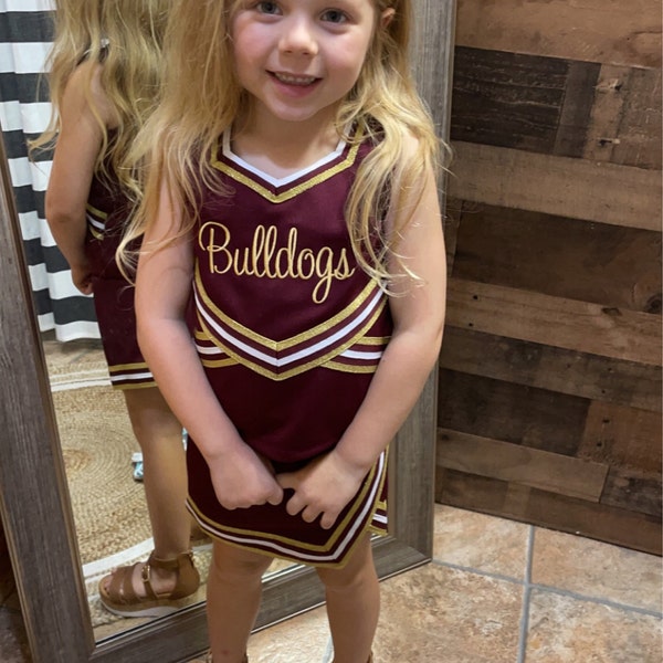 Maroon & Gold Cheer Uniform, Customized Cheerleading Uniform, Girls ...