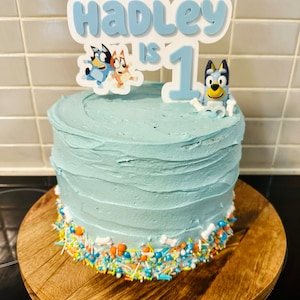 Bluey Theme Cake Topper I Personalised Birthday Cake Topper I Bluey ...