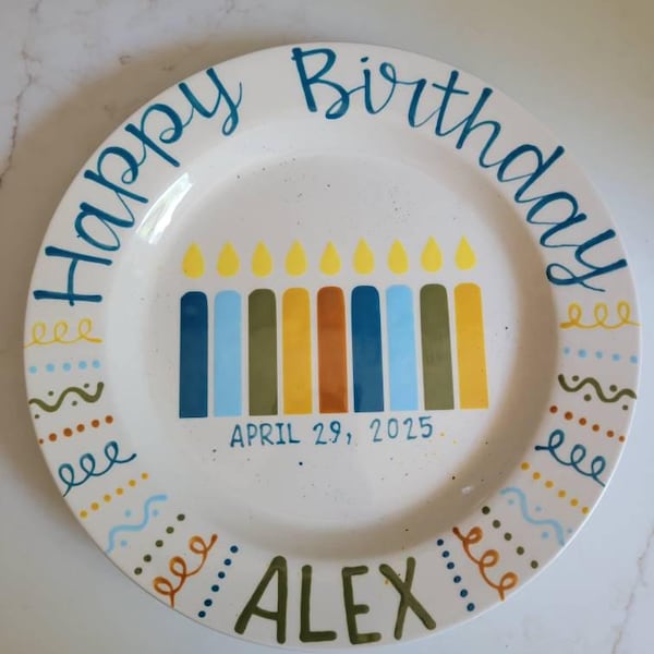 Happy Birthday Plate - Etsy
