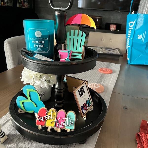 BUNDLE // Pool Themed Tiered Tray Decor // Summer Tiered Tray Decor ...