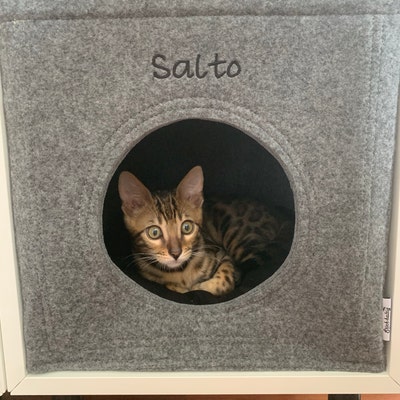 Felt Cat Cave Fits Into Ikea Expedit and Kallax, Embroidered Cat Bed ...