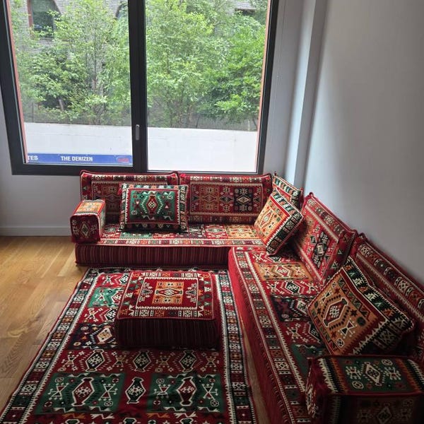 8'' Thick Arabic Majlis Modular Floor Sofa Set: Ethnic Floor Seating ...