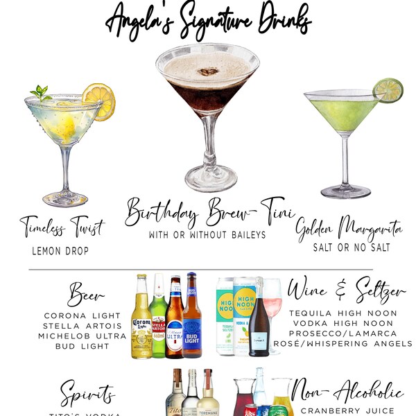 Graduation Signature Drink Template, Graduation Party Cocktail Sign ...