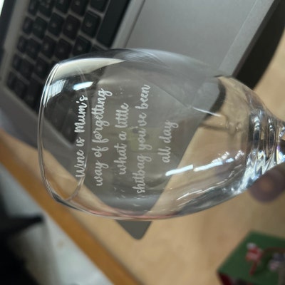 Personalised Wine Glass Laser Engraved Your Own Message Bespoke Designs ...