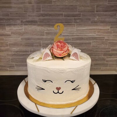 Cat Face Cake Topper, Birthday Cake Topper, Kitten Party Decoration - Etsy