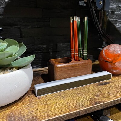 Small Wooden Desk Caddy, Wooden Pencil and Pen Holder, Wood Desk ...