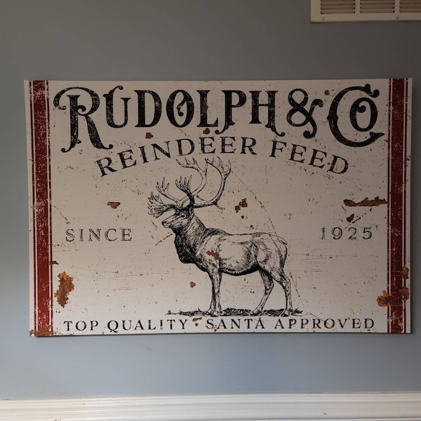 Rustic Christmas Sign Reindeer Feed Sign Modern Farmhouse Wall Decor ...