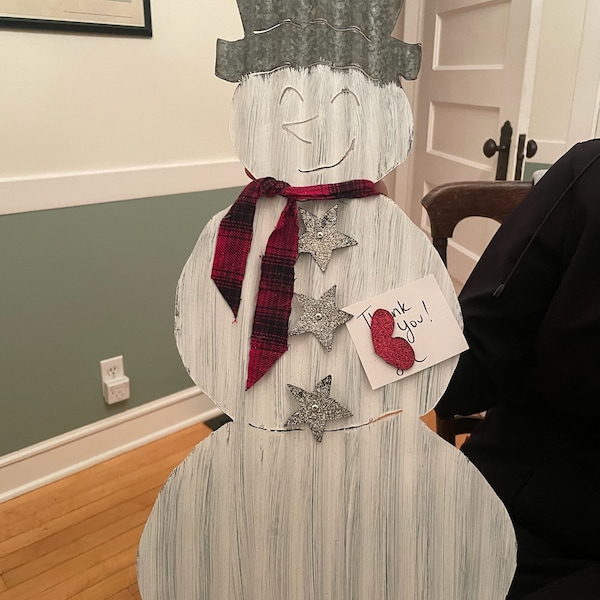 Tin Snowman Decor / Upcycled Tin Snowman / Vintage Tin Christmas Decor ...