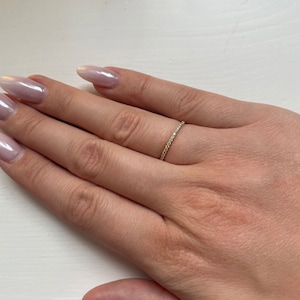 14k Gold Hexagon Stacking Ring, Solid Gold Bezel Wedding Ring, Womens Dainty Stackable Ring ...