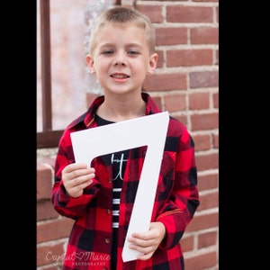 7 Sign Photo Prop for Seventh Birthday Photos for Kids - Wooden Number ...
