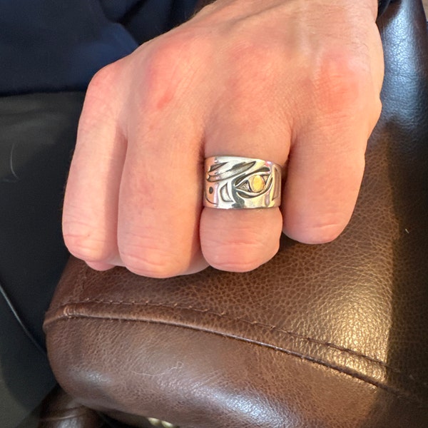 Northwest Coast Indigenous, Hand Carved Heavy Gauge 1/4 Sterling Silver ...