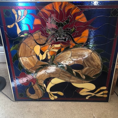 Chinese Dragon Stained Glass Panel Tiffany Method Stained-glass Decor ...