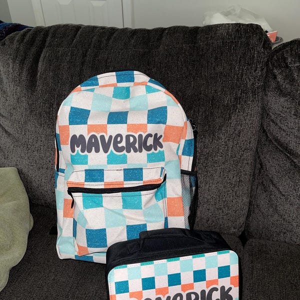 Personalized Backpack Checkered, Back to School Boys Bag Kids Toddler ...
