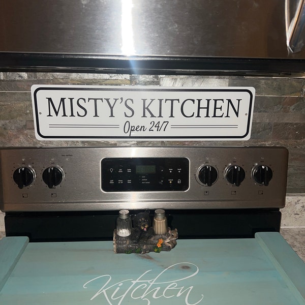 Kitchen Open 24/7 Sign, Personalized Kitchen Name Sign, Custom Gift ...