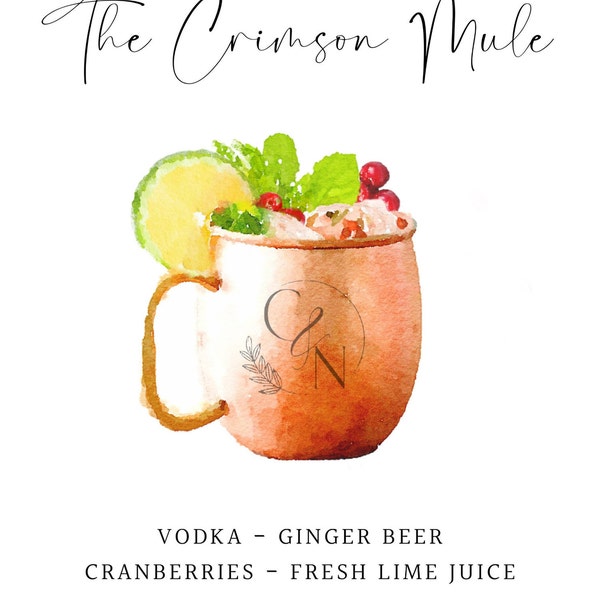 Watercolor Signature Cocktail Sign - Etsy