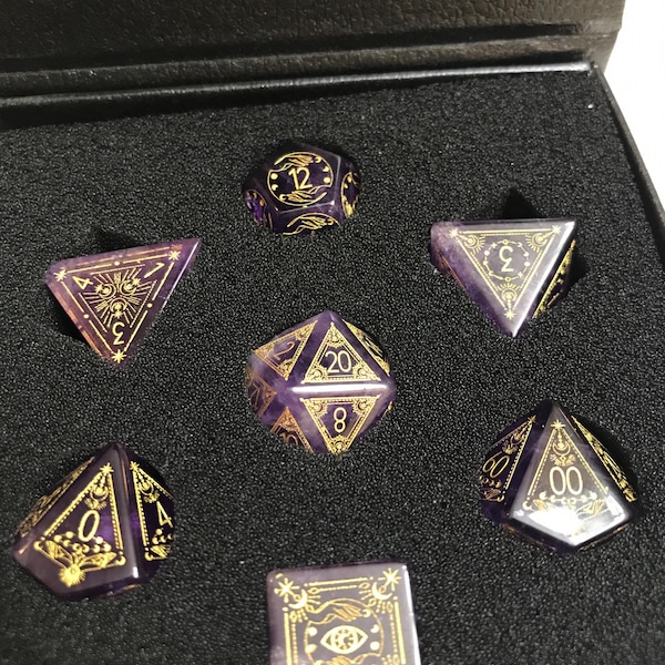 Full Opal Set - Dungeons and Dragon Raised Dice, RPG Game Electroplated ...