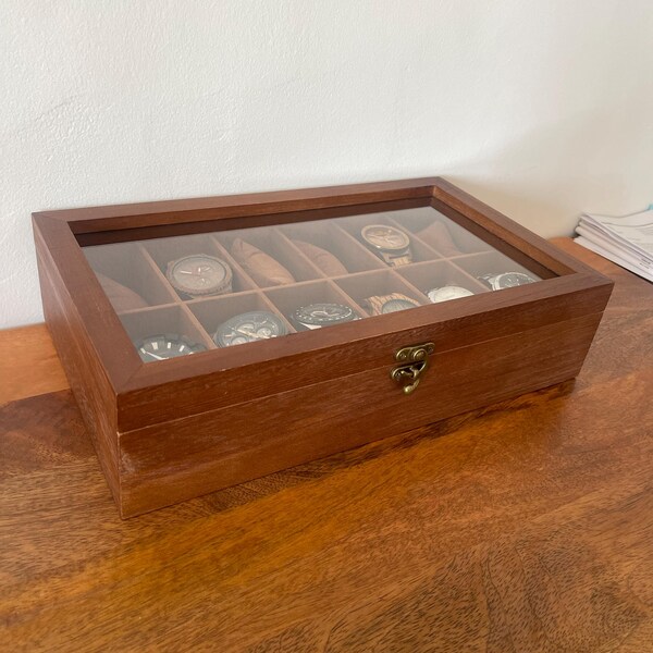 Premium Design, Brown Solid Wood Watch Box Personalized Monogram 10 ...