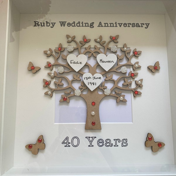Ruby Wedding Anniversary Frame, Wedding Gift, Personalised, 40th ...