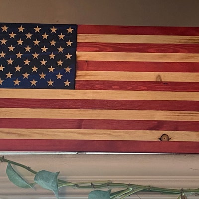 Small Handmade Rustic American Wooden Flag - Etsy