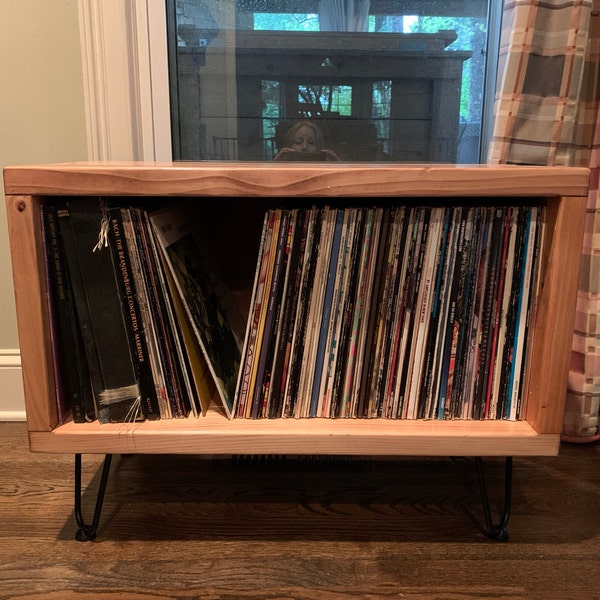 Record Player Stand With Vinyl Storage, Handmade in USA - Etsy