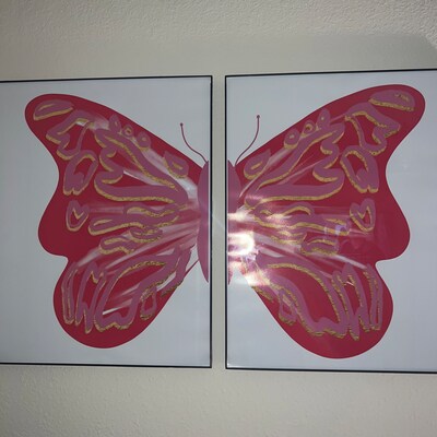 Preppy Split Butterfly Wall Art digital Download Preppy - Etsy