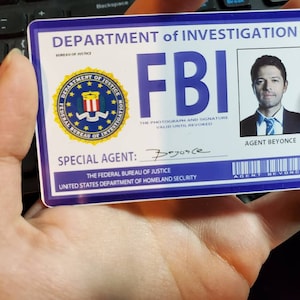 Supernatural FBI Badge agent Beyonce AKA Castiel misha Collins - Etsy
