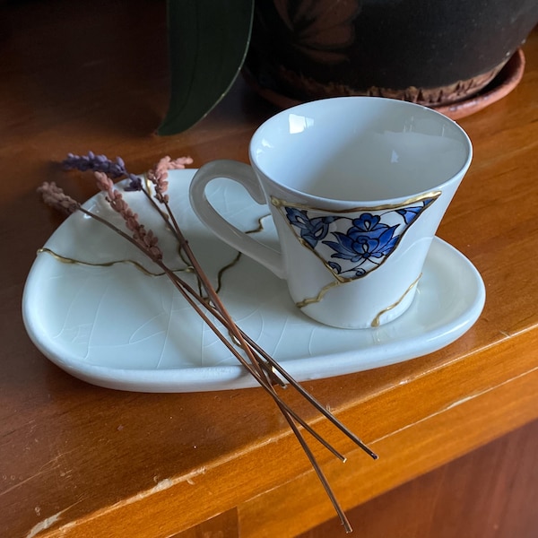 Father's Day Gift,personalized Kintsugi Coffee Cup and Saucer,shipping ...