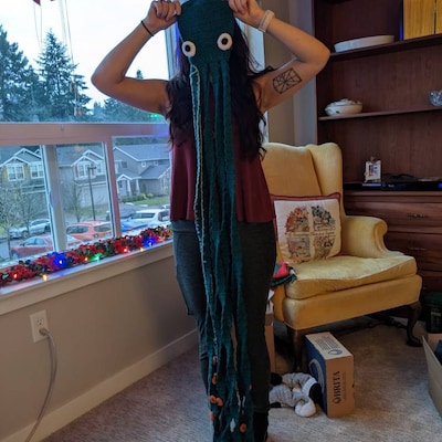 Octopus Scarf Crochet Pattern, Octopus Scarf With Tentacles, Halloween ...