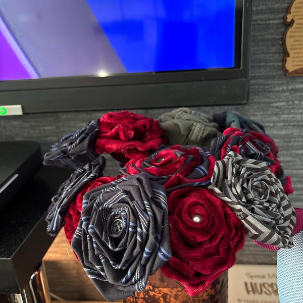 White Cotton Roses With Stems, Cotton Anniversary, White Wedding ...