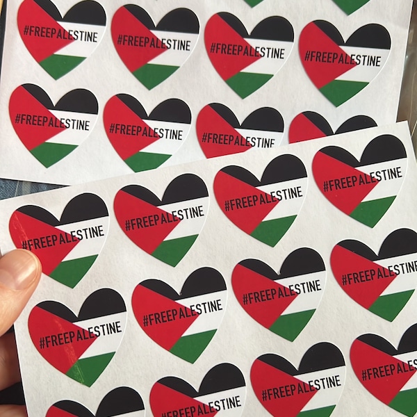 Free Palestine Heart Matte Stickers, Sticker Sheet, Order Stickers ...