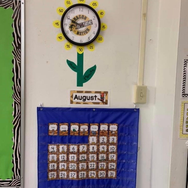 Flower Wall Decal to Help Kids Tell Time, Time Telling, Flower Decal ...