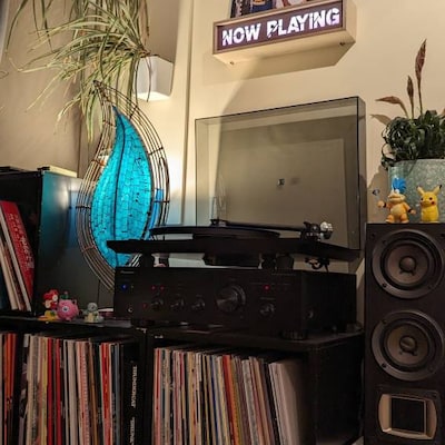 Now Playing Record Stand or Holder, Record Holder, English Oak Now ...