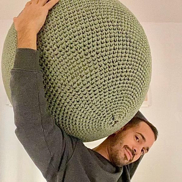 Extra Large Bean Bag Chair, Neutral Knitted Beanbag Pouf, Round Floor ...