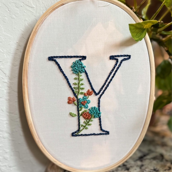 Floral Alphabet Hand Embroidery PDF Template, Instant Digital Download ...