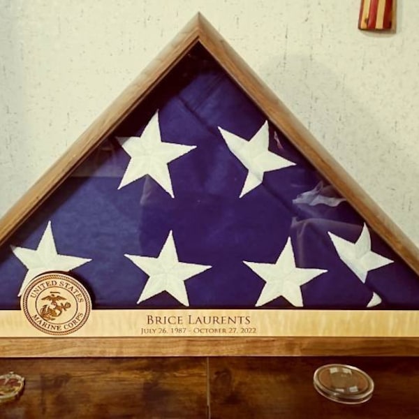 Personalized Memorial Flag Display Case for a 5' X 9.5' Burial or ...