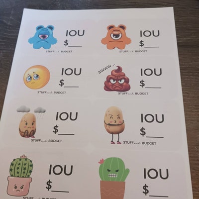 8 IOU Slips Variety Bundle Digital Download Super Cute - Etsy