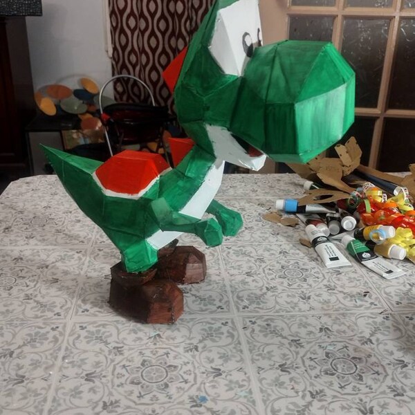 Yoshi Papercraft 3D, Pepakura Pdf Template Low Polygonal Paper ...