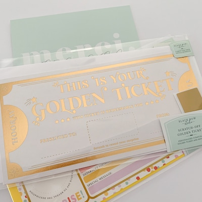 Scratch-off Golden Ticket, Surprise & Reveal Gift Voucher, Birthday ...