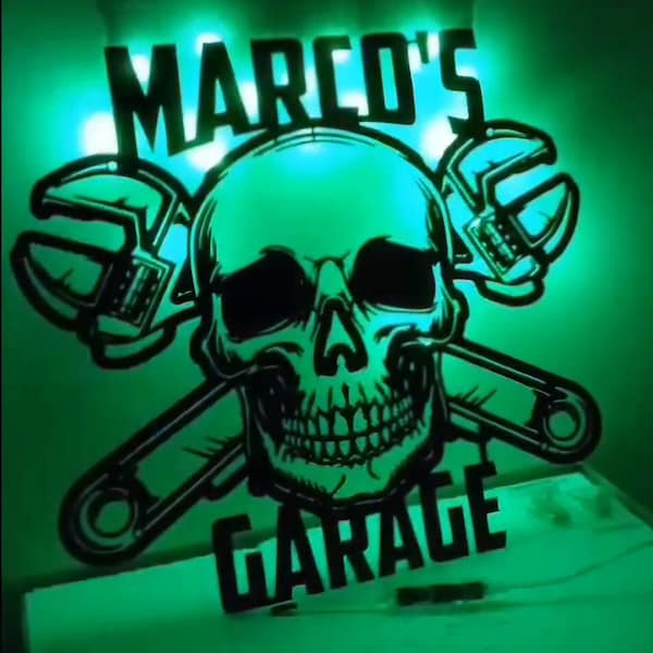Personalized Mechanic Skull Metal Sign, Custom Garage Decor - Etsy