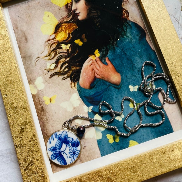 Ming Qing Dynasty Pottery Shard Pendant Charm Cherry Blossom Round - Etsy