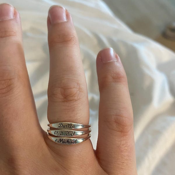 Custom Delicate Name Ring Custom Stacking Rings Skinny Custom Ring ...