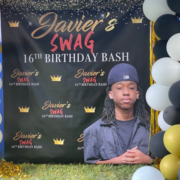 Swag 16 Birthday Backdrop Backdrop Photo Photo Step and Repeat Sweet 16 ...