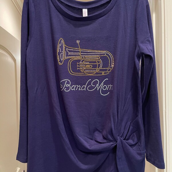 Band Mom or Band Grandma Mellophone Rhinestone Iron-on Crystal Bling ...