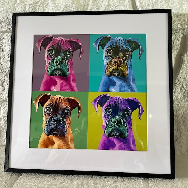 Andy Warhol Custom POP ART Pet Dog Cat Portrait From Photo on Large ...