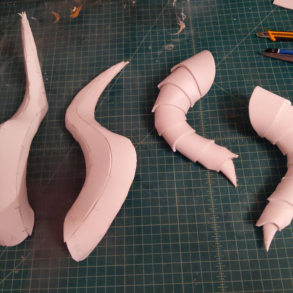 DIY Demon PDF Digital File Dragon Horns Larping Fantasy Cosplay Template Horns Patterns Eva Foam ...