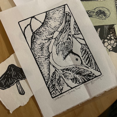 Green Lacewing Mini Linocut Print 4x6 Insect Relief Block Print ...