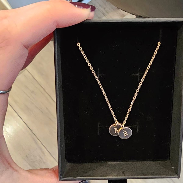 Initial Disc Necklace | Small Coin Initial Necklace | Gold Letter ...